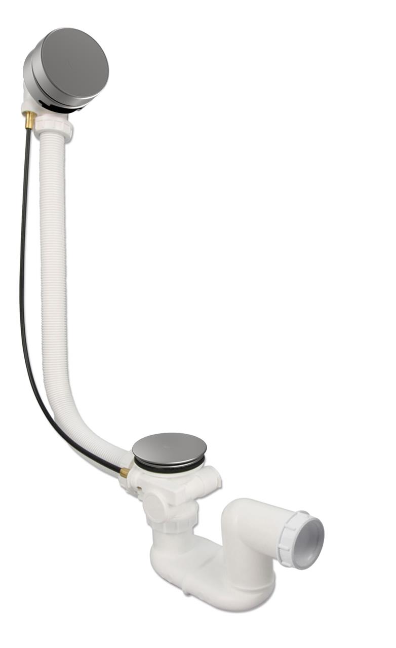 Verlengde luxe badafvoer/vulcombinatie inox (los) tbv Society 190x120 ...